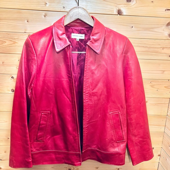 Gerard Darel | Jackets & Coats | Cherry Red Gerard Dale Lambskin ...